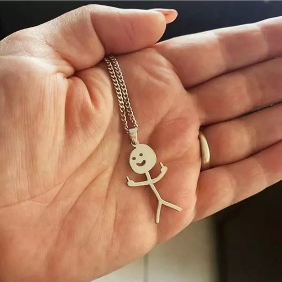 botique | Jewelry | Silver Or Gold Titanium Doodle Guy Middle Finger ...